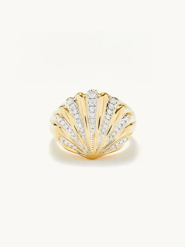 Yvonne Léon Coquillage Signet Ring - 18k Yellow Gold,diamond