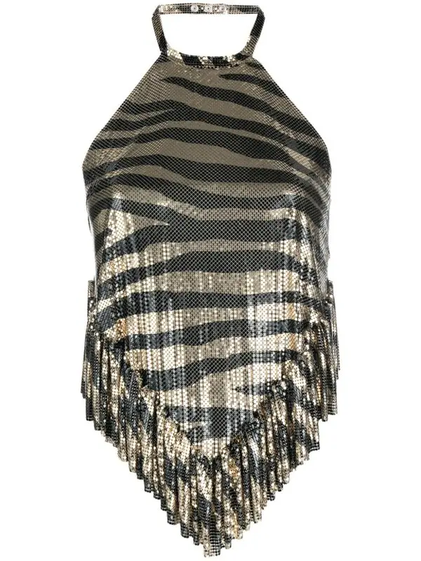 Rabanne Metallic-effect Zebra-print Top