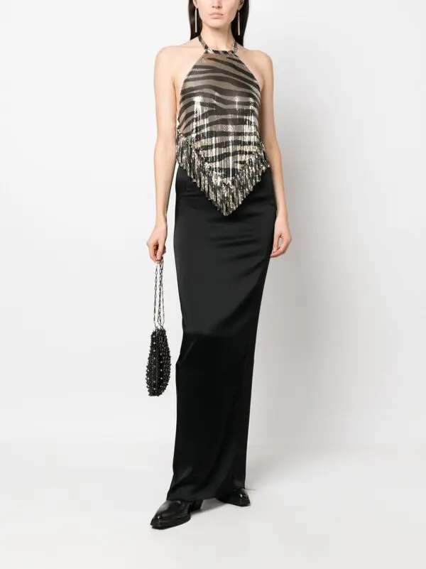 Rabanne Metallic-effect Zebra-print Top