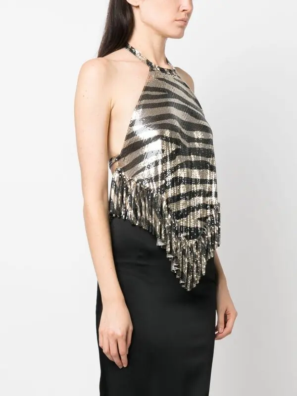 Rabanne Metallic-effect Zebra-print Top