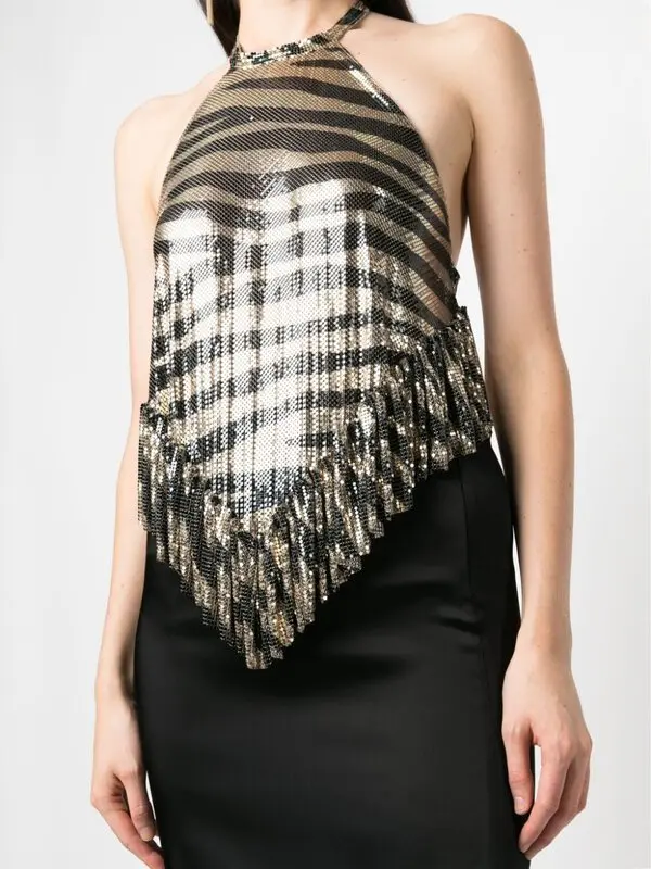 Rabanne Metallic-effect Zebra-print Top