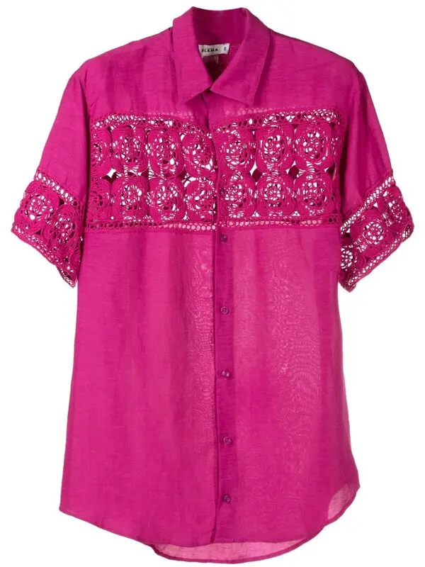 AMIR SLAMA Crochet-panel Short-sleeved Shirt