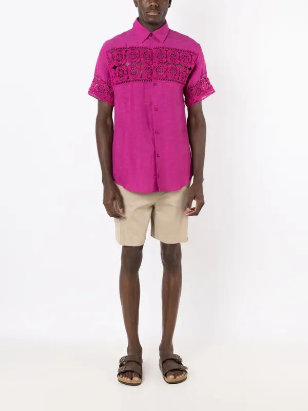 AMIR SLAMA Crochet-panel Short-sleeved Shirt