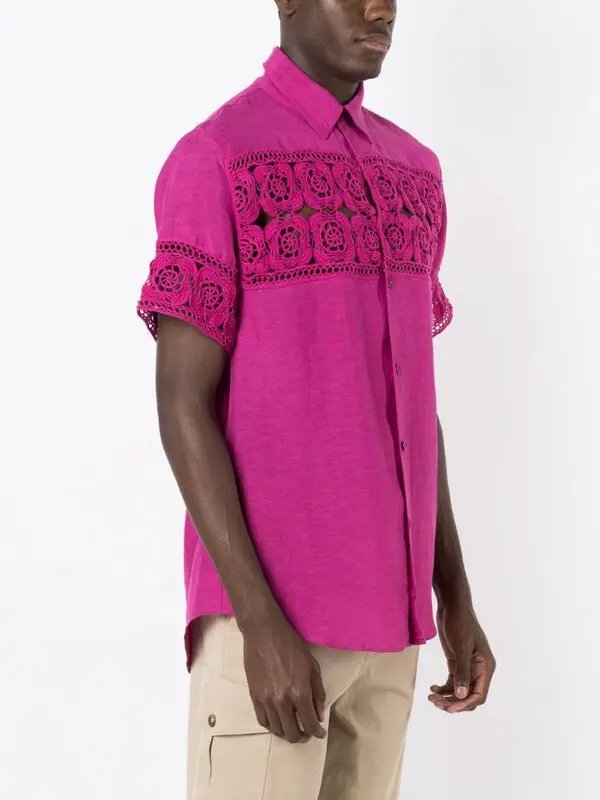 AMIR SLAMA Crochet-panel Short-sleeved Shirt