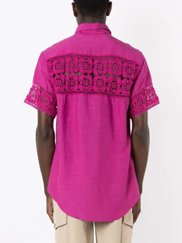 AMIR SLAMA Crochet-panel Short-sleeved Shirt