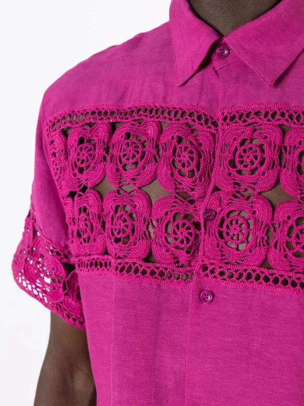 AMIR SLAMA Crochet-panel Short-sleeved Shirt