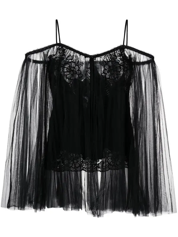 Alexander Wang Lace-embroidered Charmeuse Tunic Top