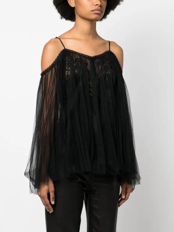 Alexander Wang Lace-embroidered Charmeuse Tunic Top