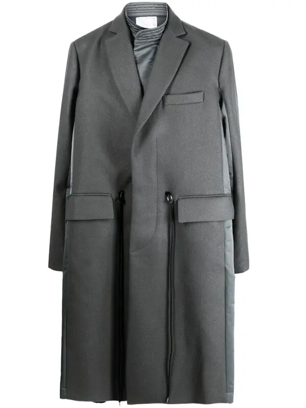 Sacai Drawstring Wool Trench Coat