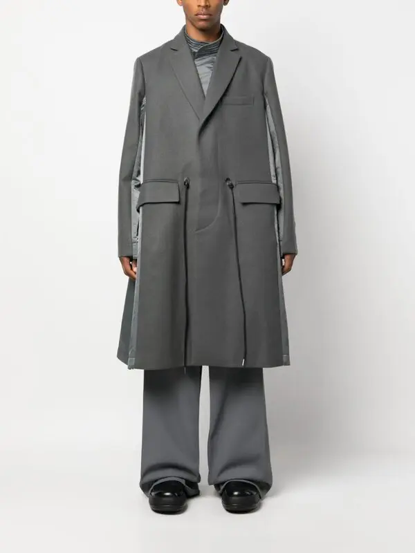 Sacai Drawstring Wool Trench Coat