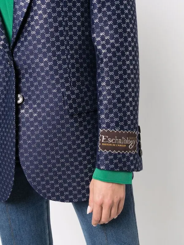 Gucci Eschatology Gg-Print Blazer - Blue | Editorialist