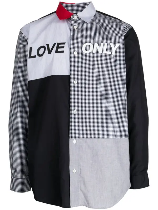 PORTS V Love Only Patchwork-design Shirt - Blue