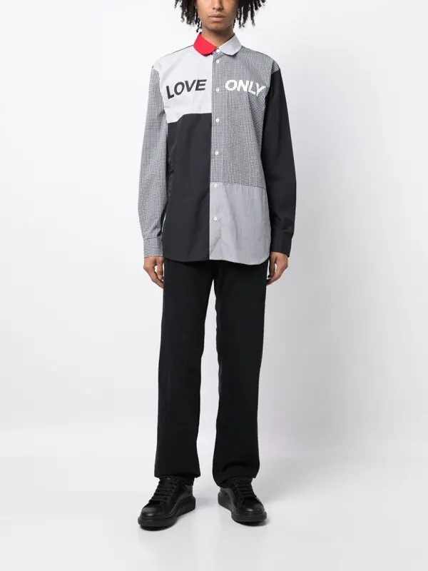 PORTS V Love Only Patchwork-design Shirt - Blue
