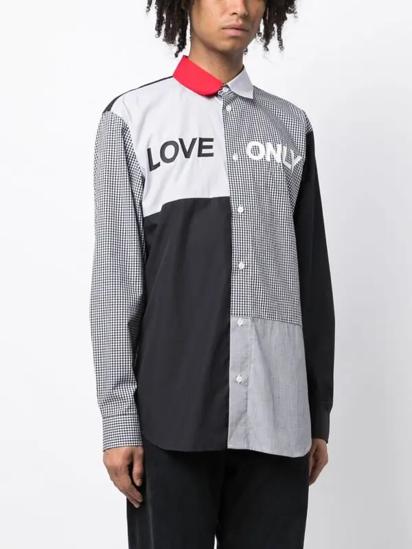 PORTS V Love Only Patchwork-design Shirt - Blue