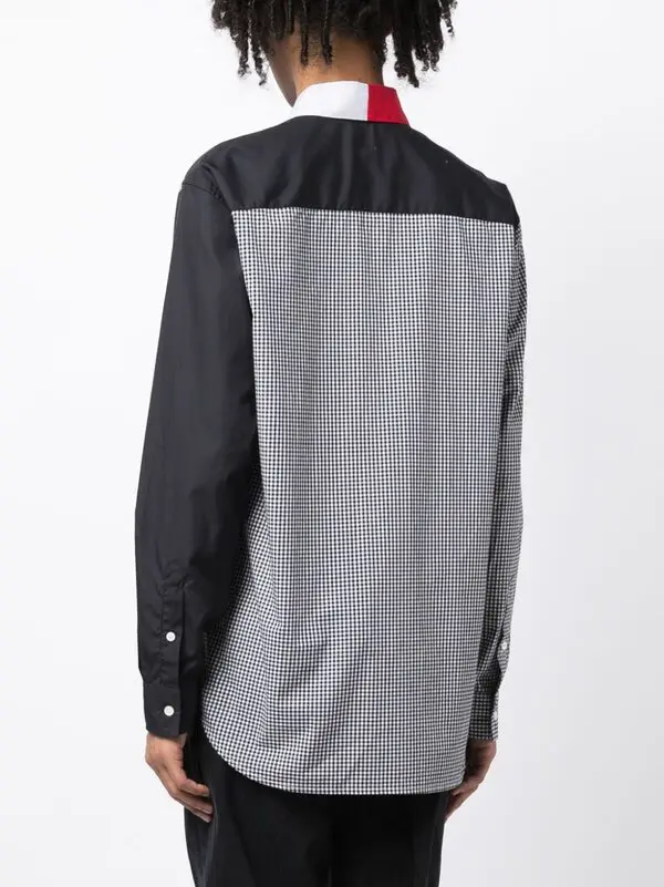 PORTS V Love Only Patchwork-design Shirt - Blue