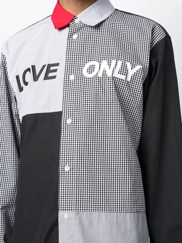PORTS V Love Only Patchwork-design Shirt - Blue