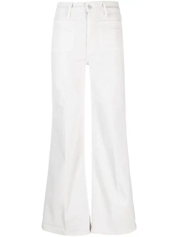 MOTHER Flared Cotton Trousers - White