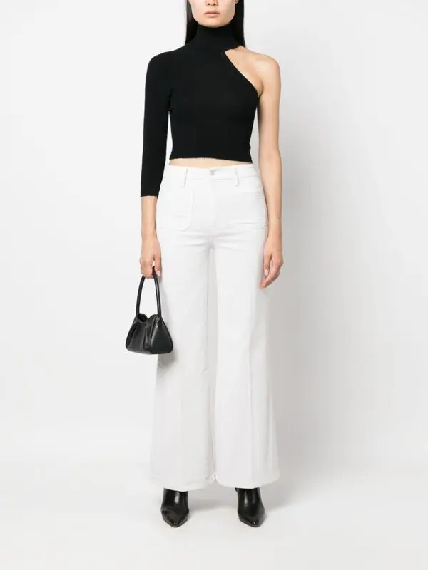 MOTHER Flared Cotton Trousers - White
