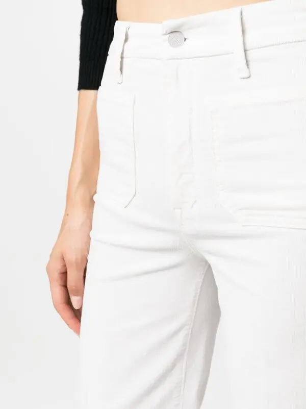 MOTHER Flared Cotton Trousers - White