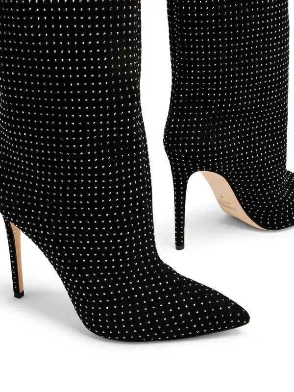 Paris Texas Holly 105mm Crystal-embellished Boots - Black