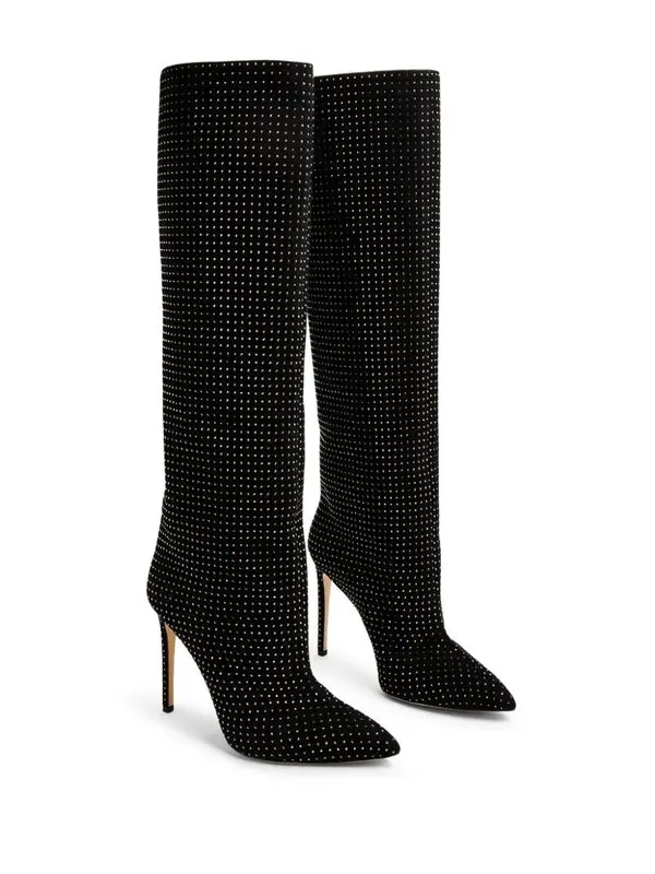 Paris Texas Holly 105mm Crystal-embellished Boots - Black