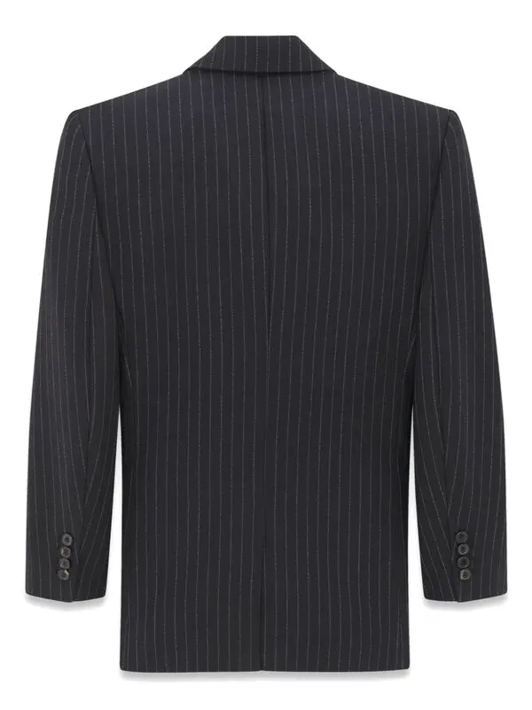 Saint Laurent Striped Double-breasted Wool Blazer