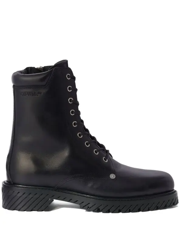 Off-White Diag-sole Lace-up Combat Boots - Black