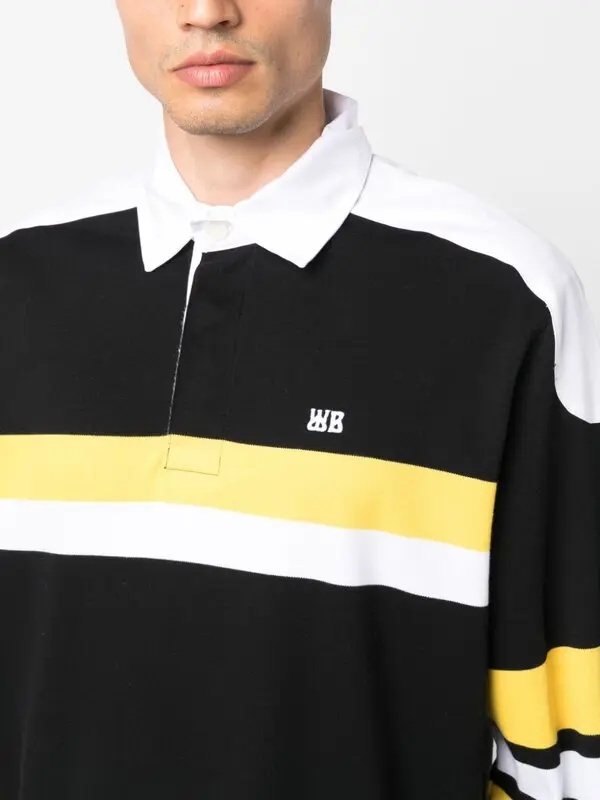 WALES BONNER Riff Organic Cotton Polo Shirt - Black