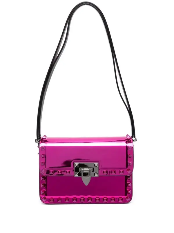 Valentino Garavani Rockstud-embellished Patent Leather Shoulder Bag