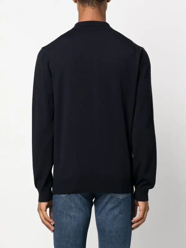 Corneliani Zip-up Virgin Wool Polo Shirt