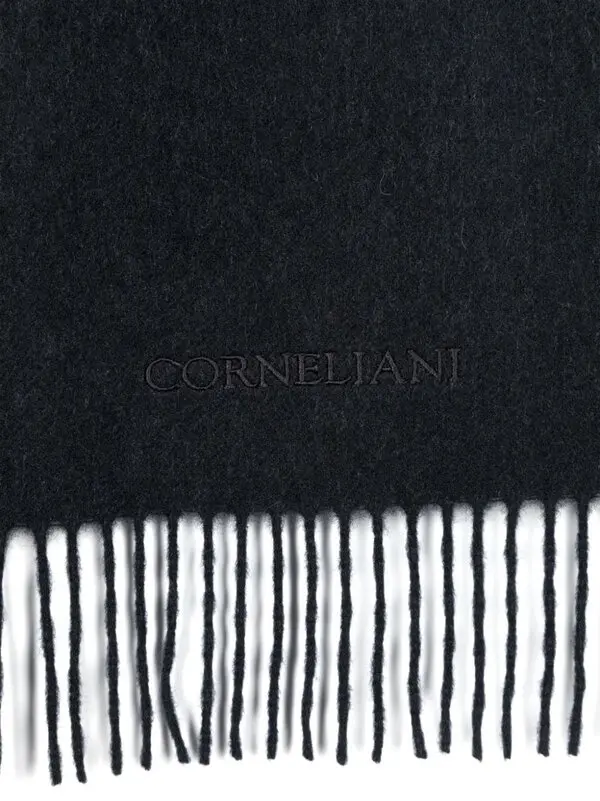 Corneliani Logo-embroidered Cashmere Scarf - Blue
