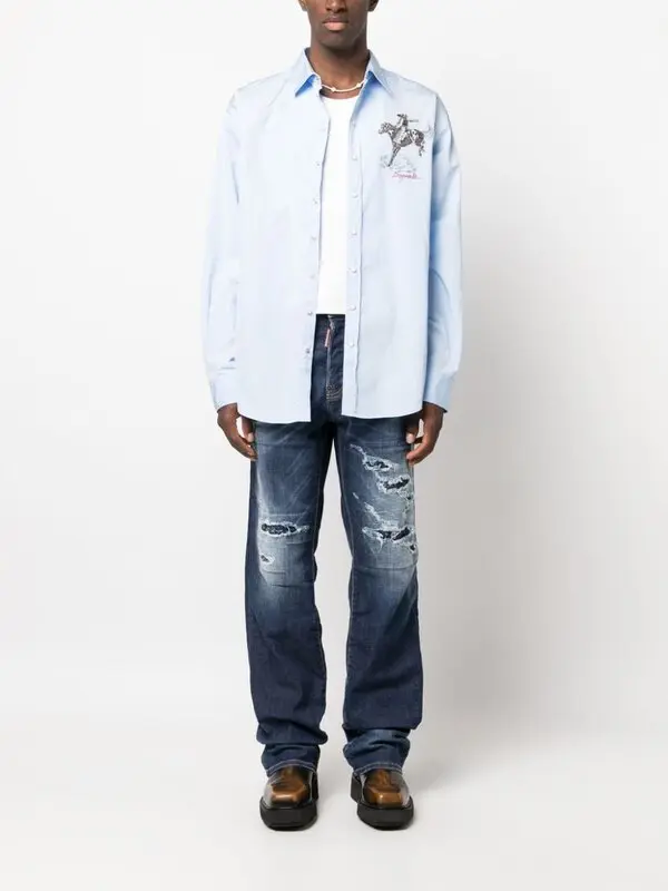 Dsquared2 Ripped Straight-leg Jeans