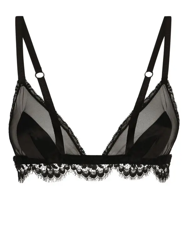 Dolce & Gabbana Lace-detailing Semi-sheer Bra - Black