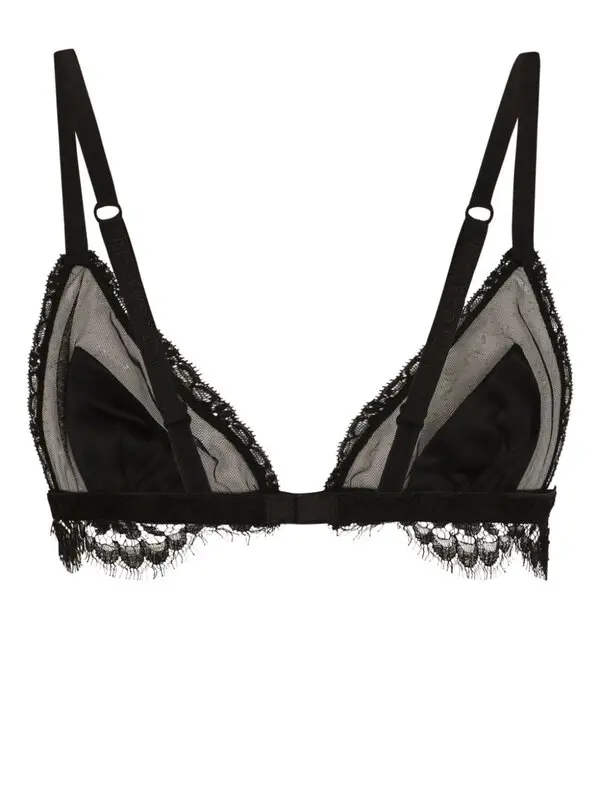 Dolce & Gabbana Lace-detailing Semi-sheer Bra - Black
