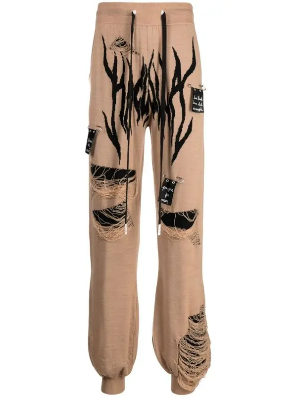 HACULLA. Distressed Knitted Track Pants - Brown