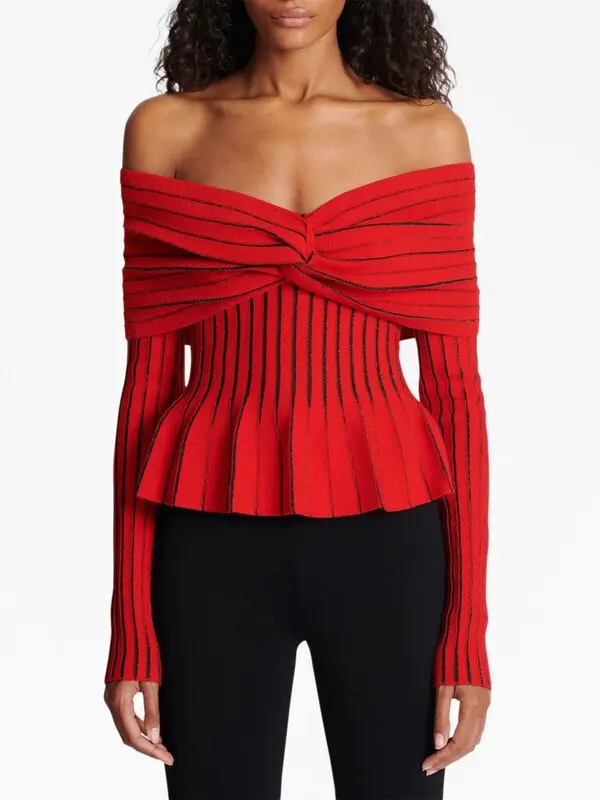 Balmain Knotted Off-shoulder Top