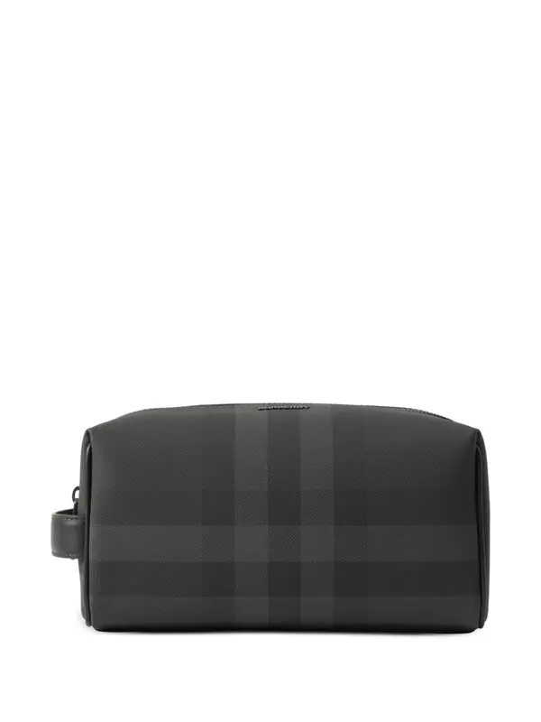 Burberry Check-pattern Travel Pouch - Grey
