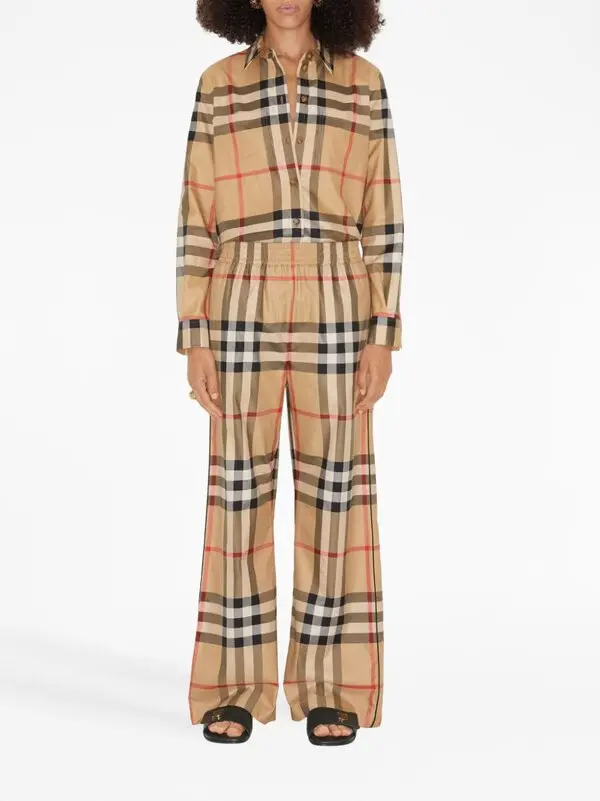 Burberry Check-pattern Flared Trousers
