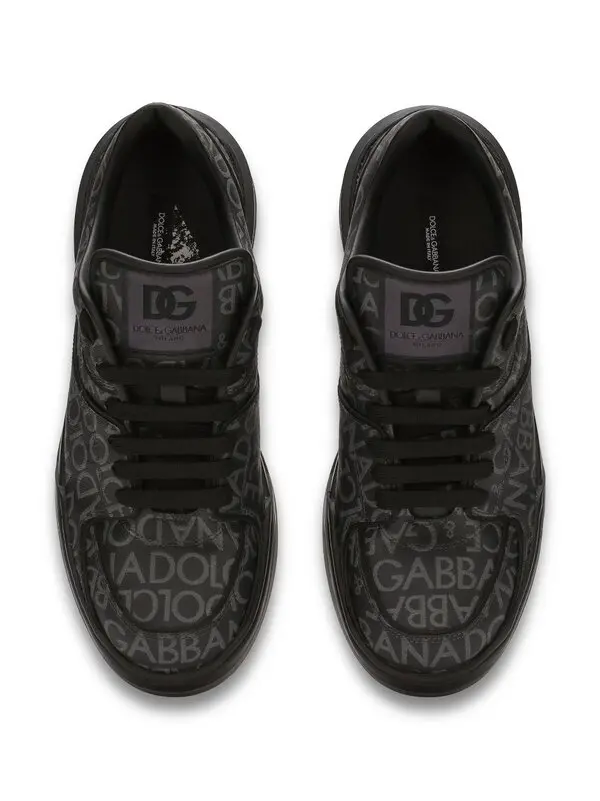 Dolce & Gabbana Roma Coated Jacquard Sneakers - Black