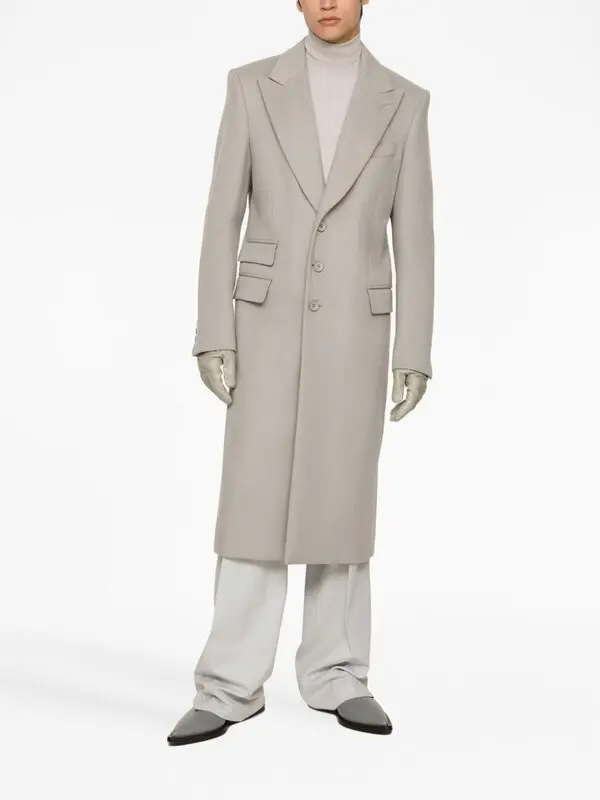 Dolce & Gabbana Single-breasted Cashmere Coat - Neutrals