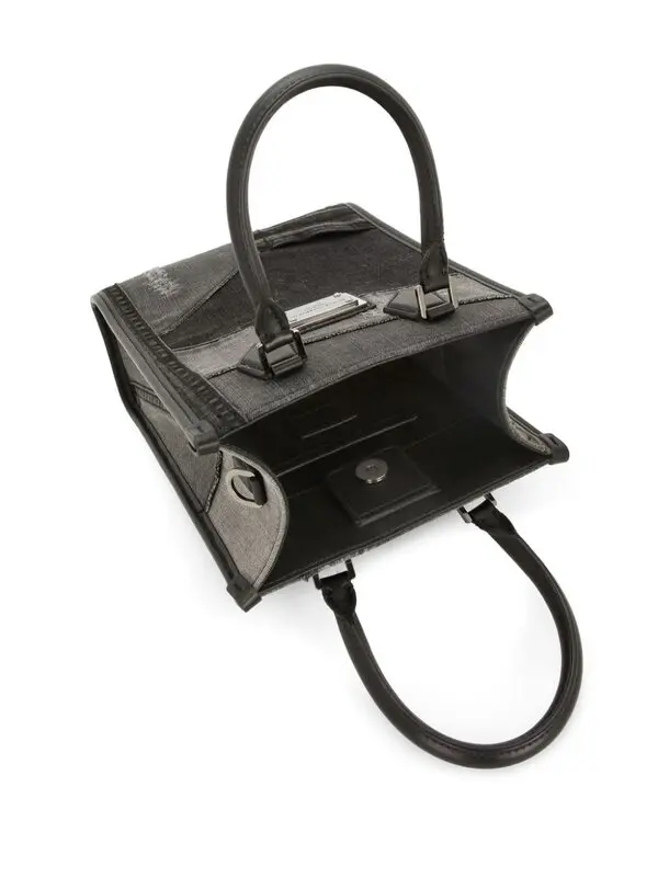Dolce & Gabbana Logo-plaque Denim Tote - Black