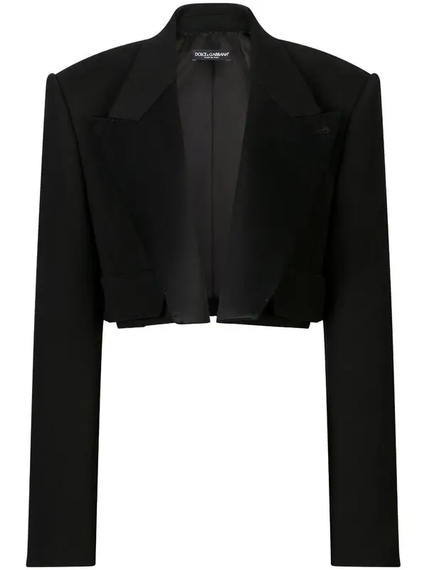 Dolce & Gabbana Velvet-effect Cropped Blazer - Black