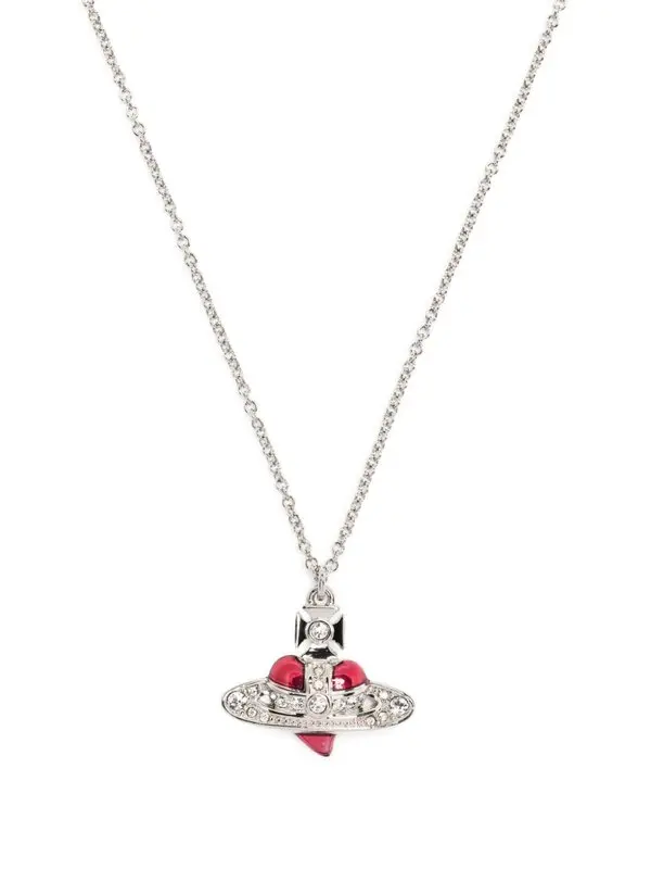 VIVIENNE WESTWOOD Diamante Heart Pendant Necklace - Silver