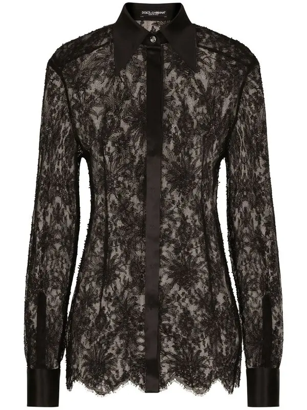 Dolce & Gabbana Chantilly Lace Shirt With Satin Details