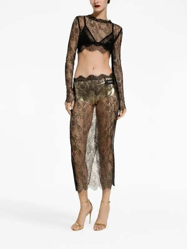 Dolce & Gabbana Sheer Lace Cropped Top