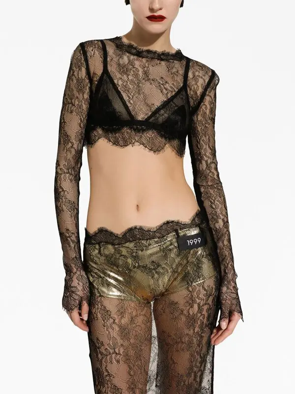 Dolce & Gabbana Sheer Lace Cropped Top