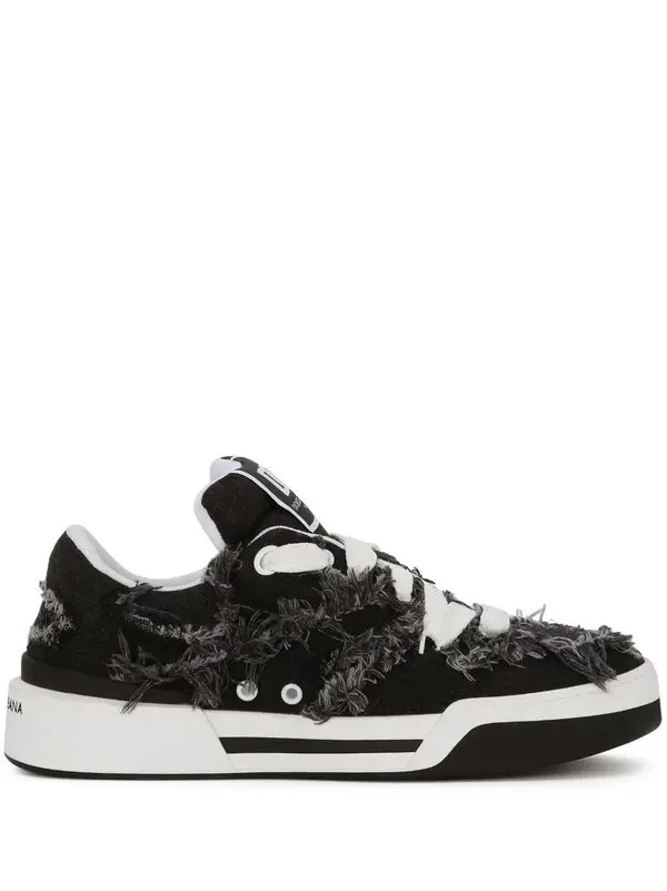 Dolce & Gabbana Roma Fray-trim Sneakers - Black