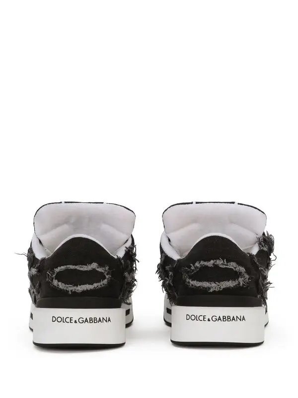 Dolce & Gabbana Roma Fray-trim Sneakers - Black
