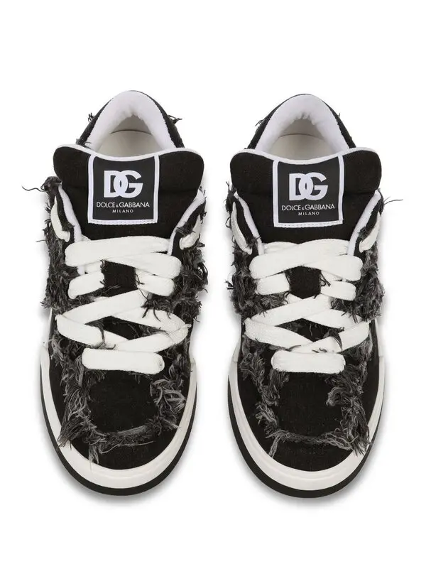 Dolce & Gabbana Roma Fray-trim Sneakers - Black