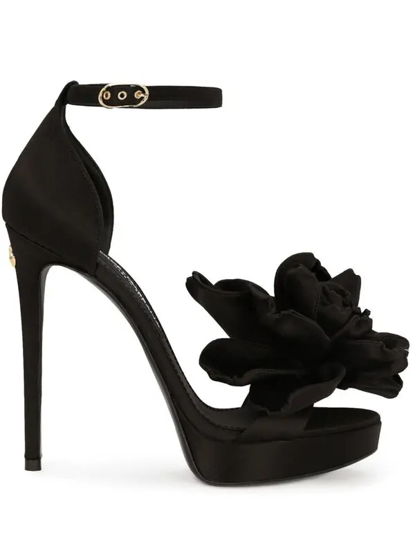 Dolce & Gabbana 105mm Keira Floral-appliqué Sandals - Black